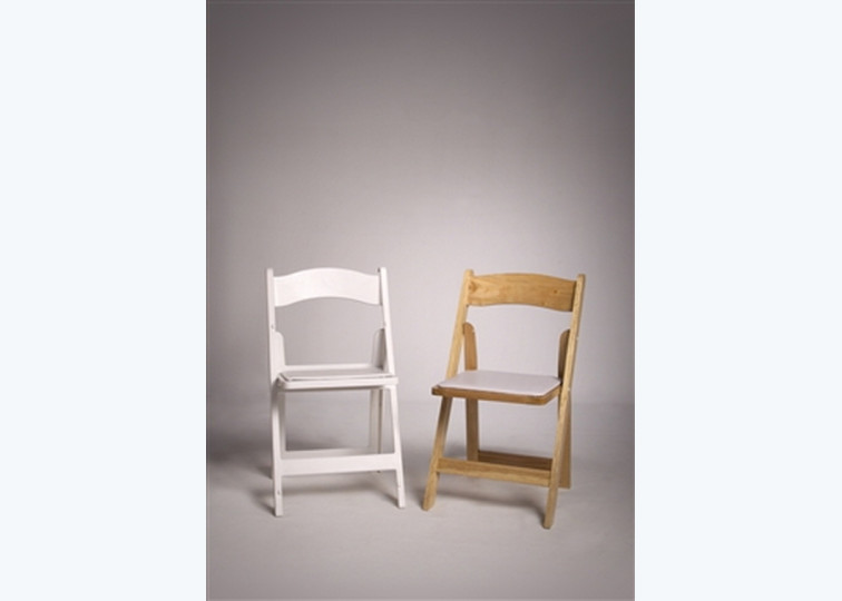 White Resin & Natural Wood With Padded Seat - Alexis Party Rental