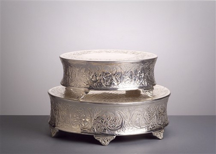 Round Silver Cake Stands - Alexis Party Rental