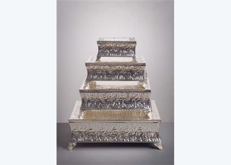 Square Silver Cake Stands - Alexis Party Rental