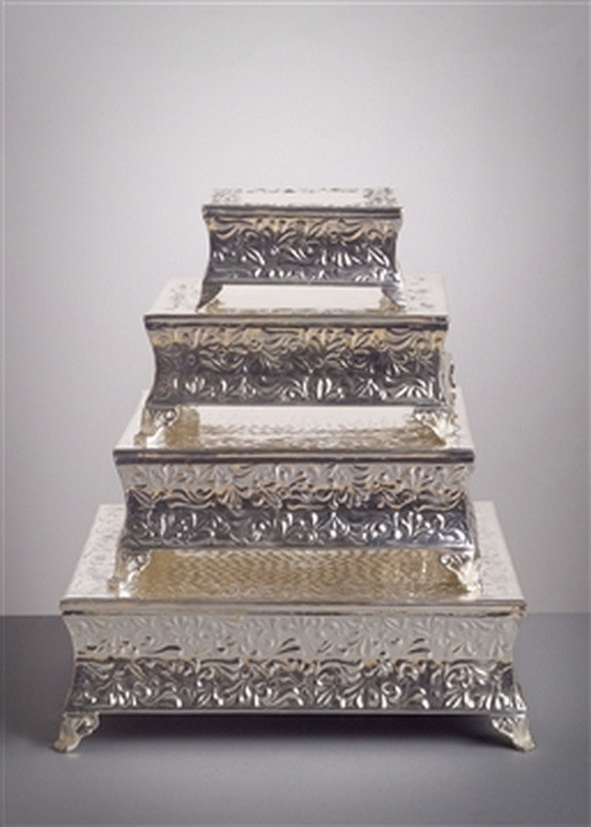 Square Silver Cake Stands - Alexis Party Rental