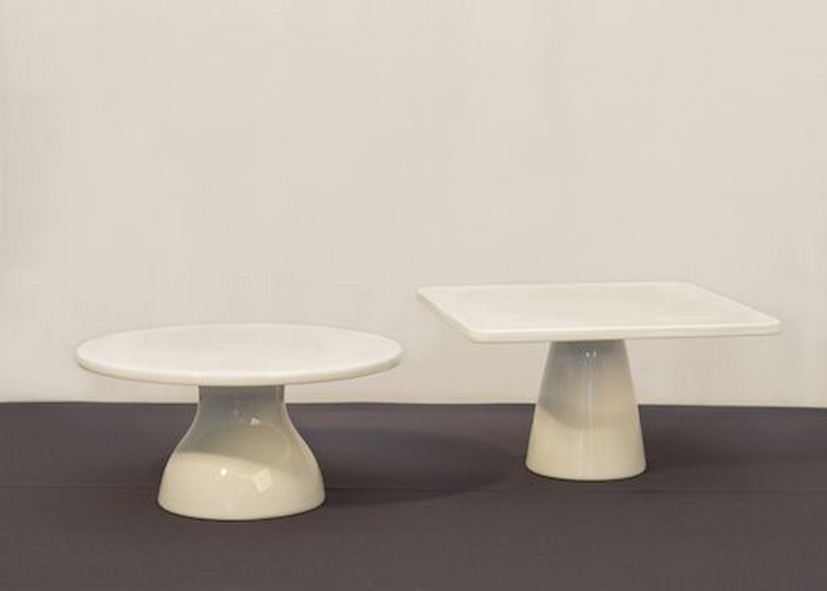 White Ceramic Cake Stand Round & Square - Alexis Party Rental